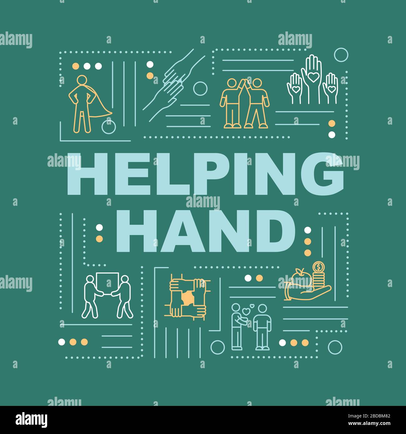 Friendly support word concepts banner. Volunteering and charity ...