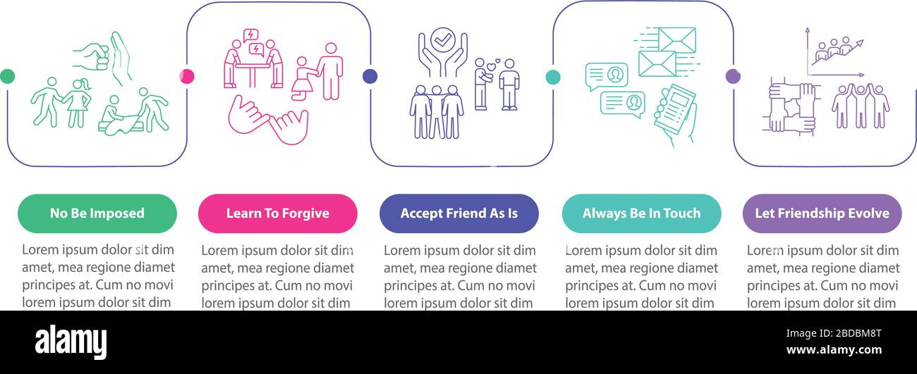 Friendship advices vector infographic template. Accept and support ...