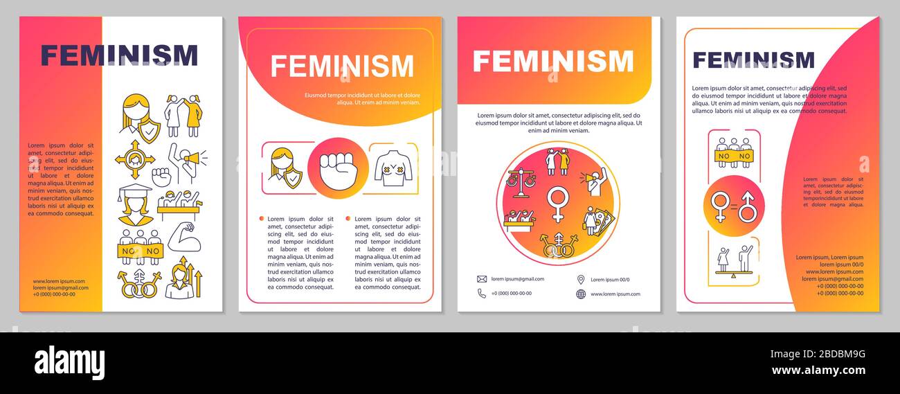 Feminist protest brochure template. Women right movement demonstration ...