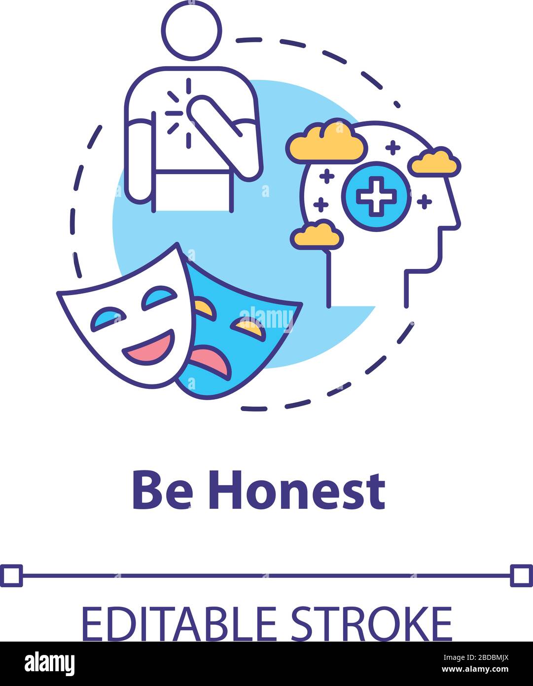 Be honest concept icon. Friendship relationships tip. Truth telling ...