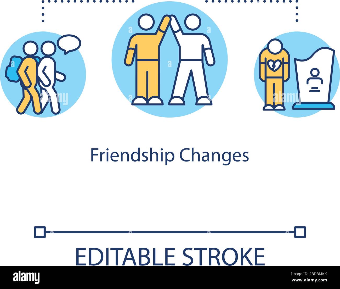 Friendship changes concept icon. Mates loss. Relationships ending ...