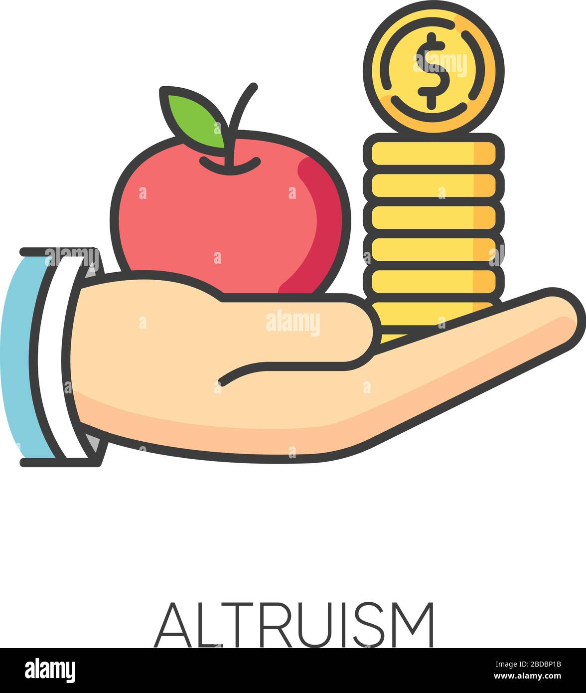 Altruism RGB color icon. Selfless giving and sharing, moral virtue ...