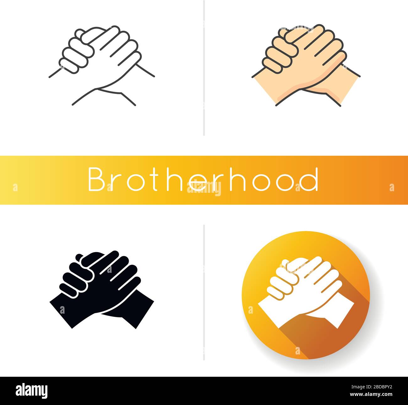 Brotherhood icon. Linear black and RGB color styles. Strong friendship ...