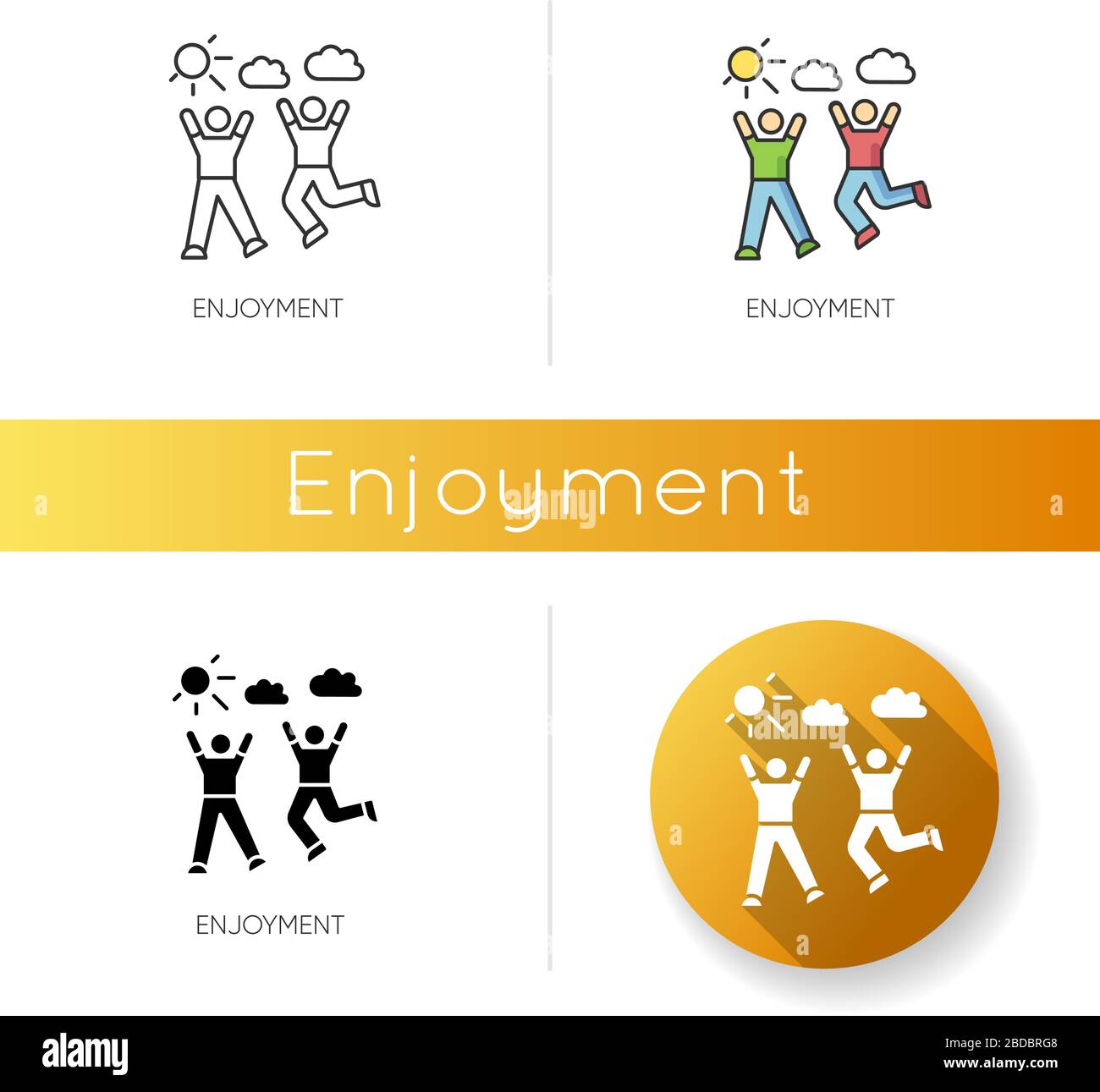Enjoyment icon. Linear black and RGB color styles. Friendship ...