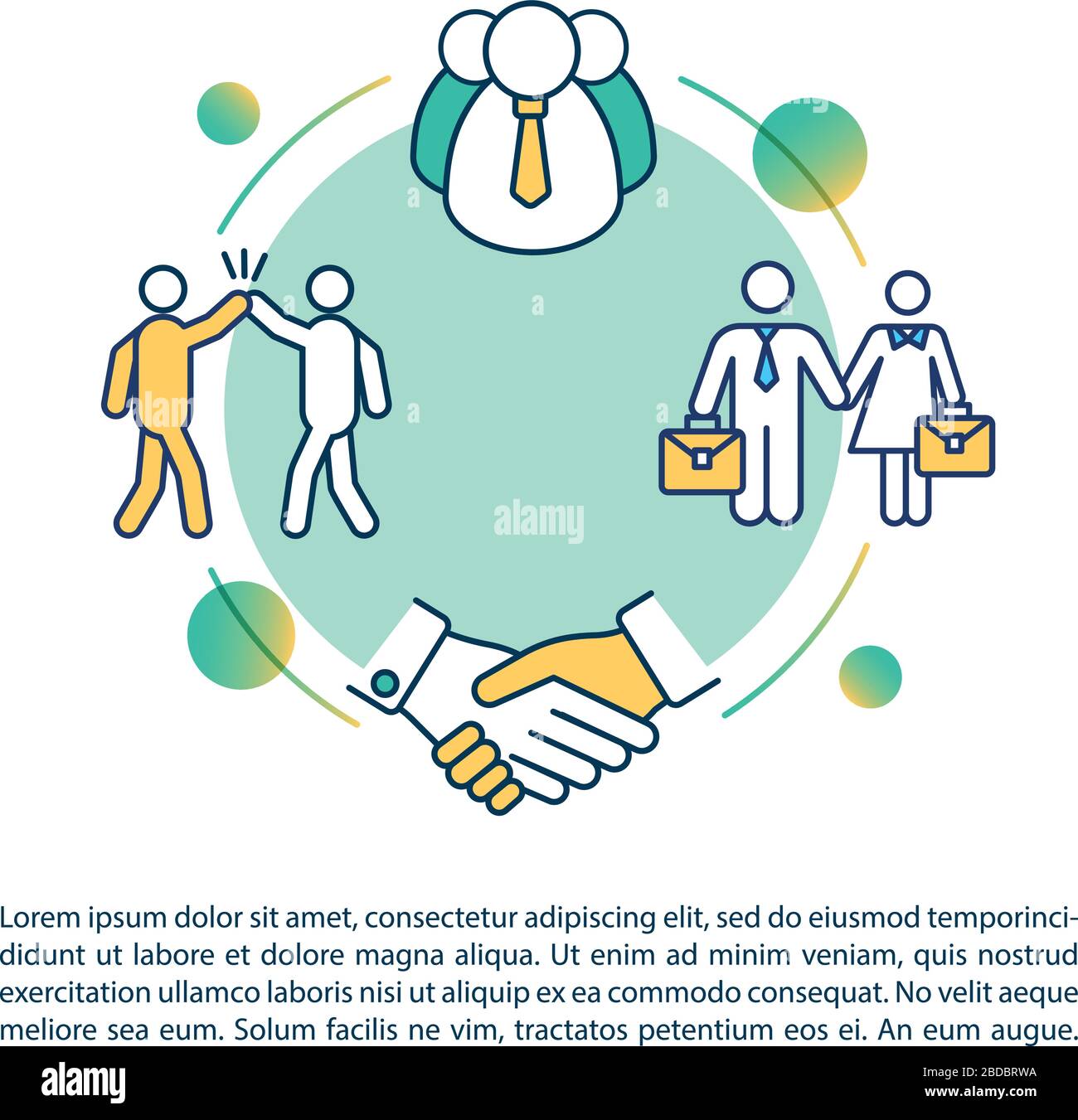 Coworkers friendship concept icon with text. Employees team together ...