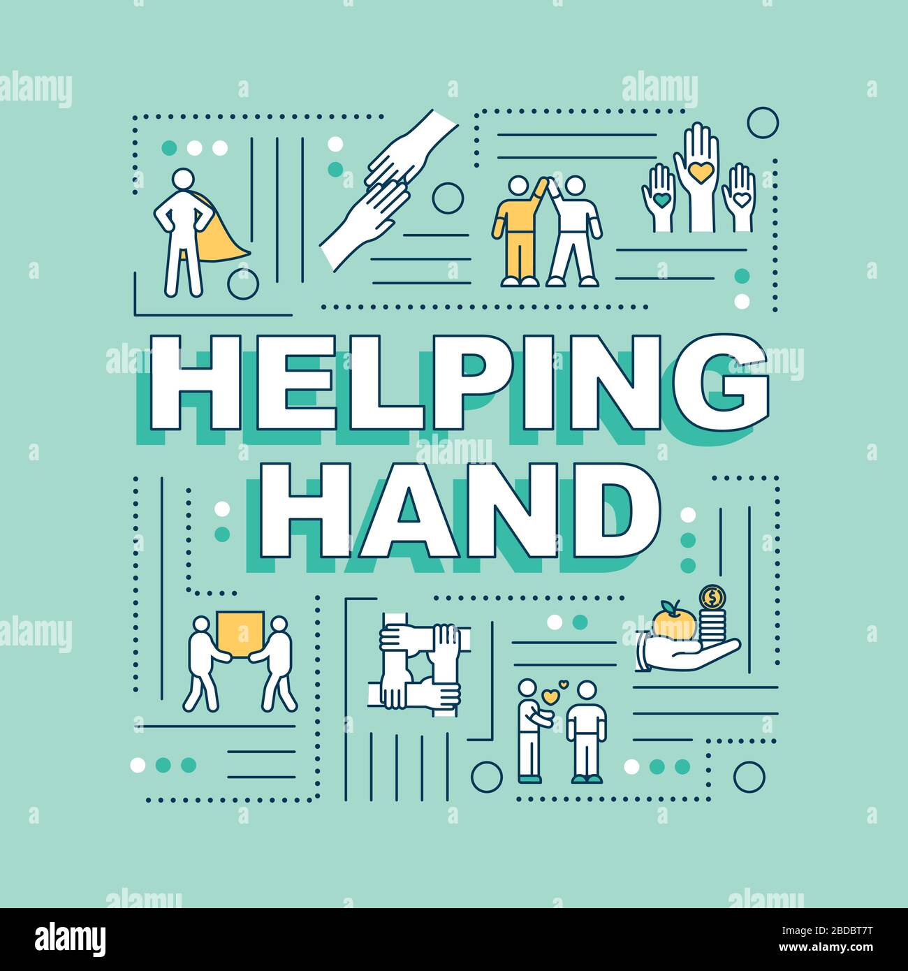 Helping hand word concepts banner. Social support and volunteering ...