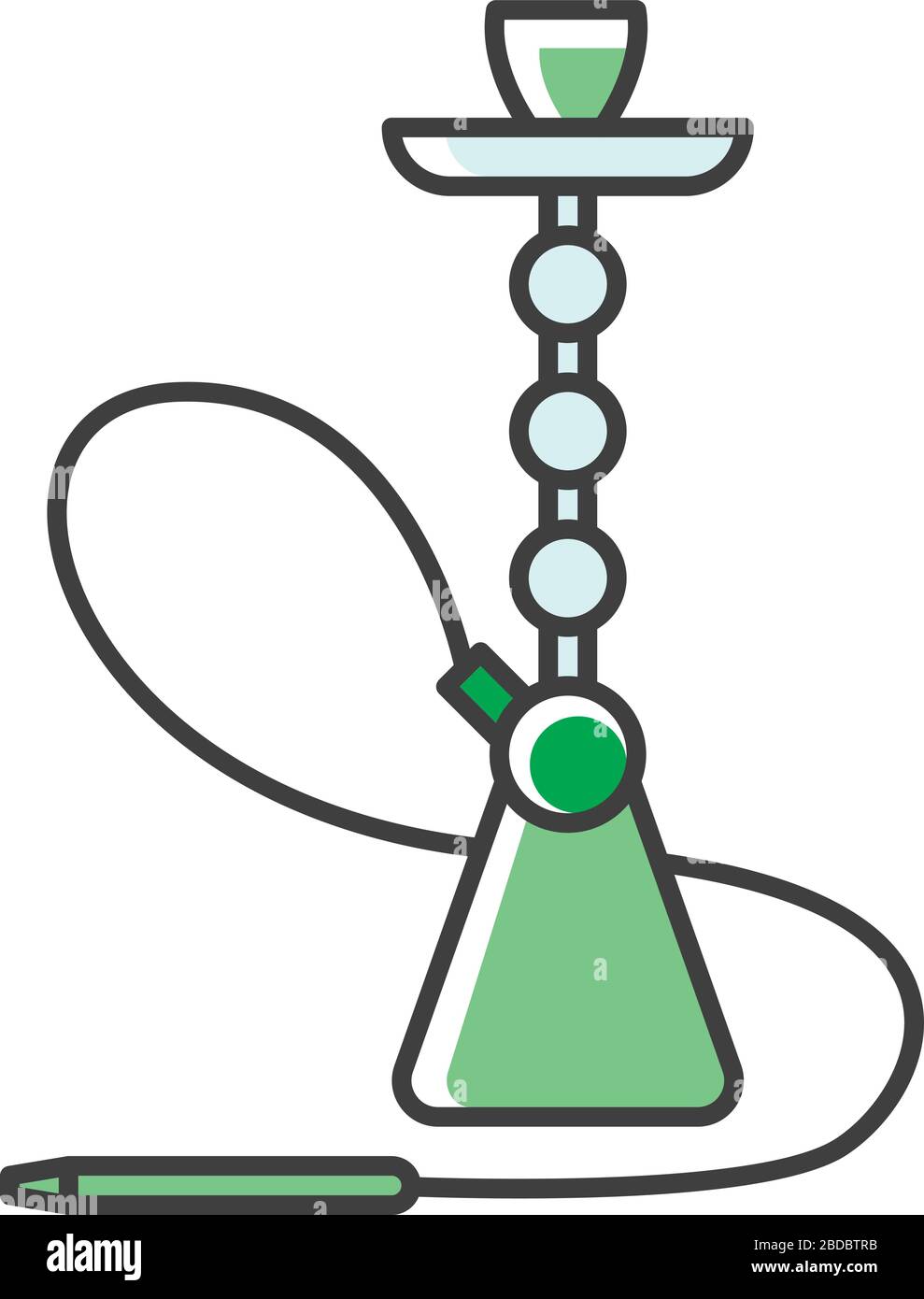 Hookah RGB green color icon. Sheesha house. Party object. Nargile ...