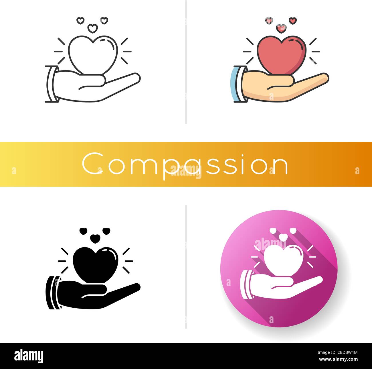 Compassion icon. Linear black and RGB color styles. Emotional support ...