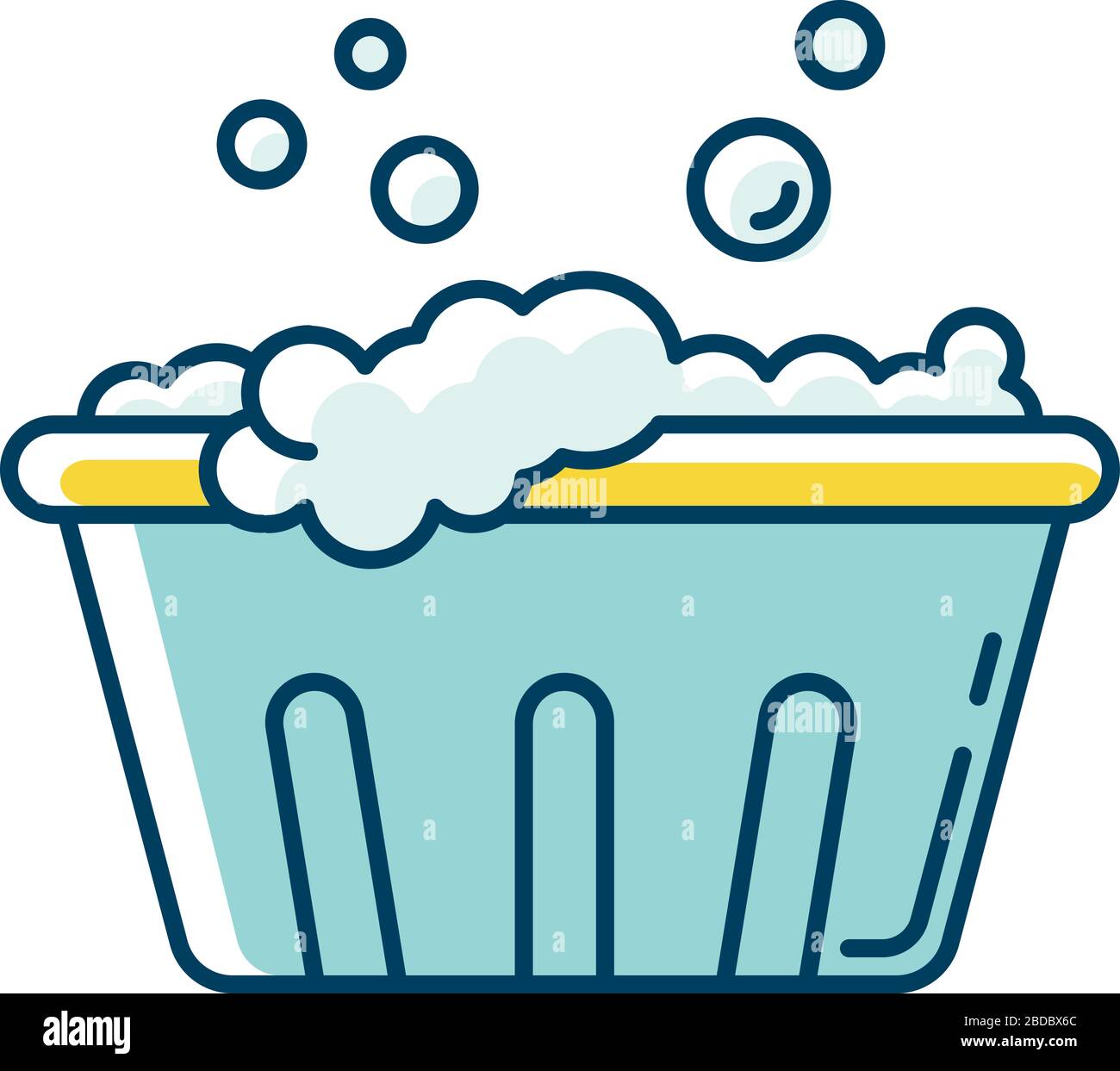 Handwash blue and yellow RGB color icon. Soaking laundry, wash basin ...