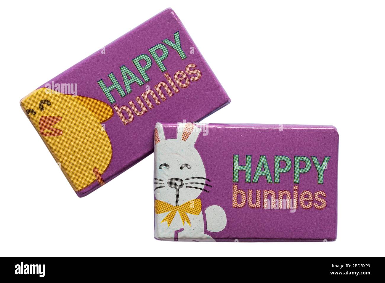 Happy bunnies milk chocolate bars isolated on white background - ideal ...