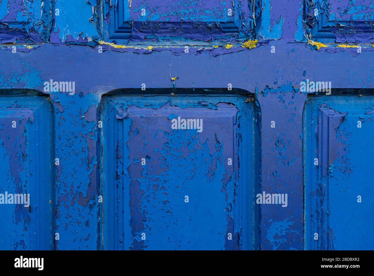 Deep blue textured door detail in an abandoned house in an Irish ...