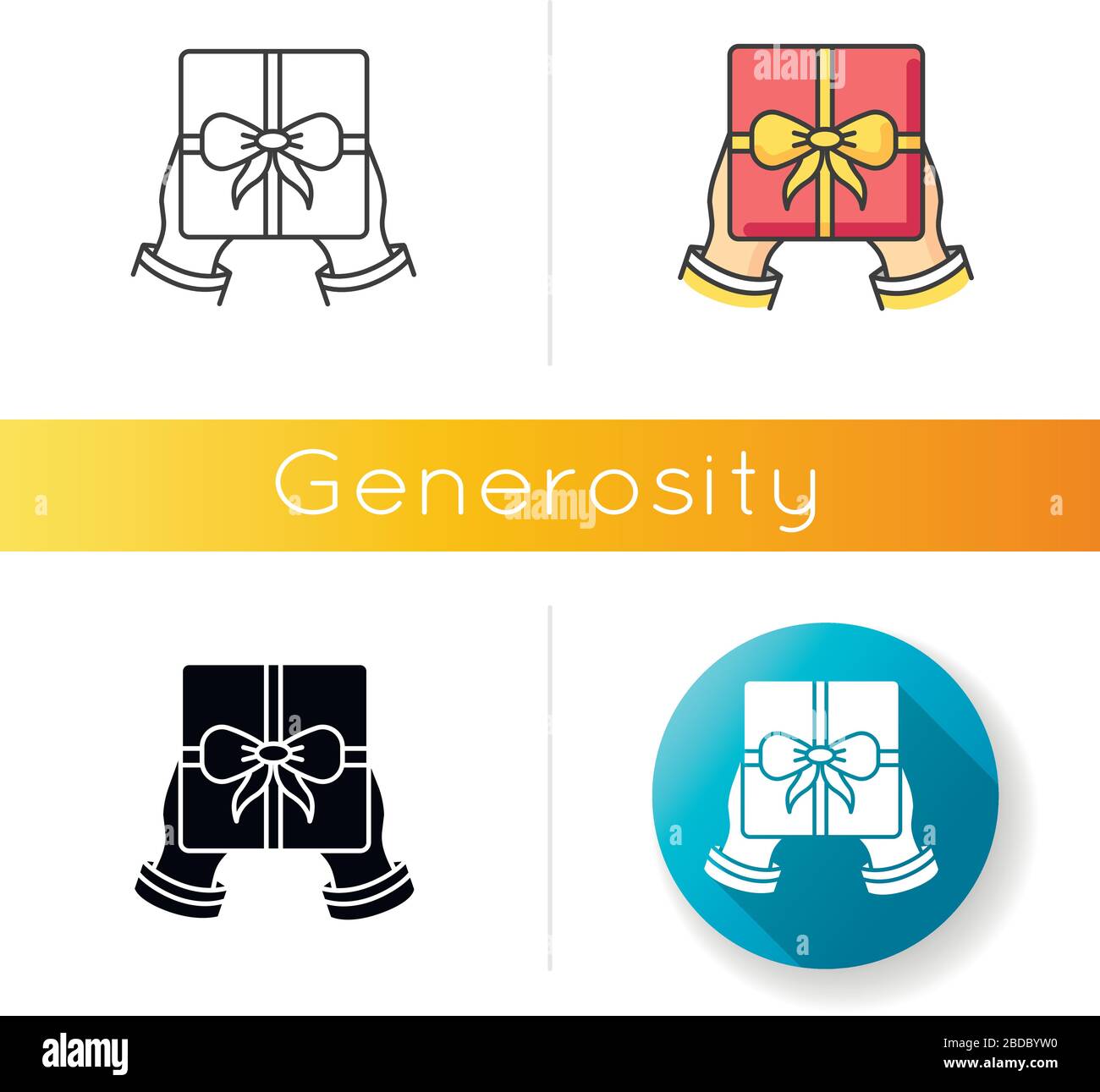 Generosity icon. Linear black and RGB color styles. Virtuous behavior ...