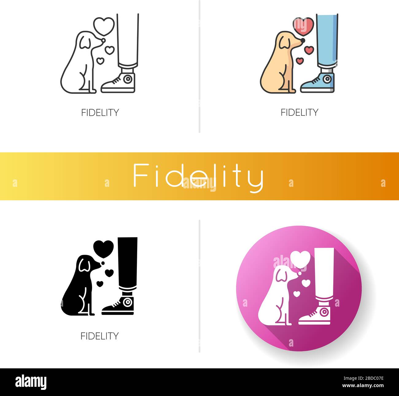 Fidelity icon. Linear black and RGB color styles. Best friend ...
