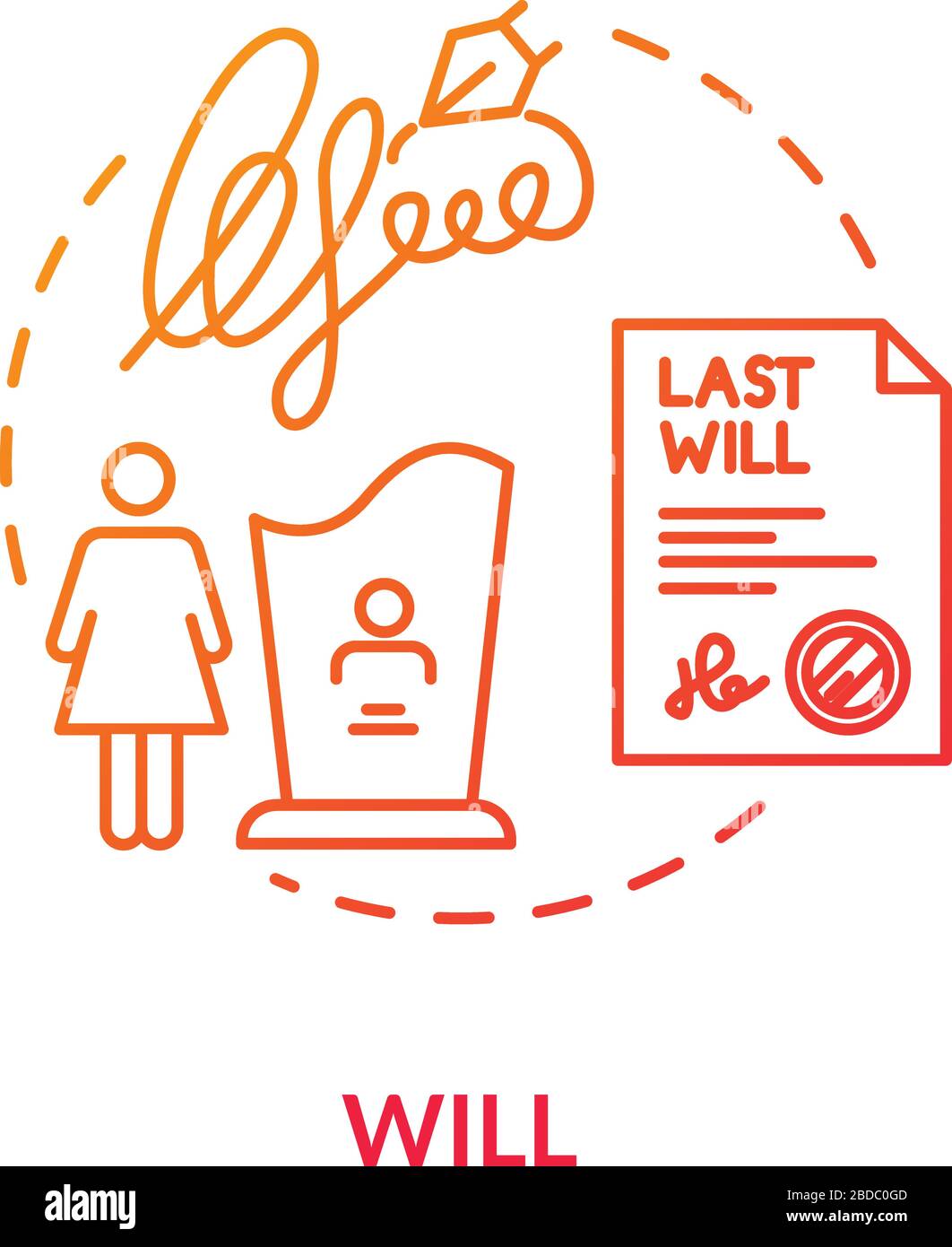 Will red concept icon. Death wish. Testament of deceased person. Legacy ...