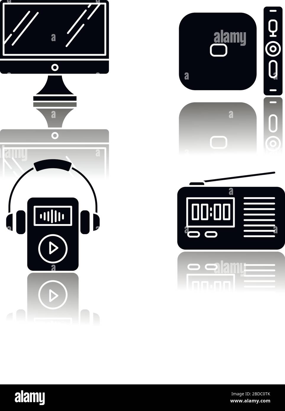 Mobile devices drop shadow black glyph icons set. Pocket electronic ...