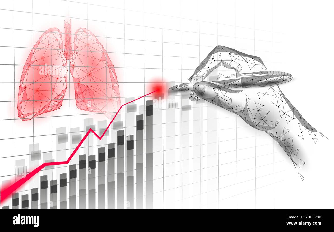 3D human lungs medicine graph research concept. Respiratory virus ...