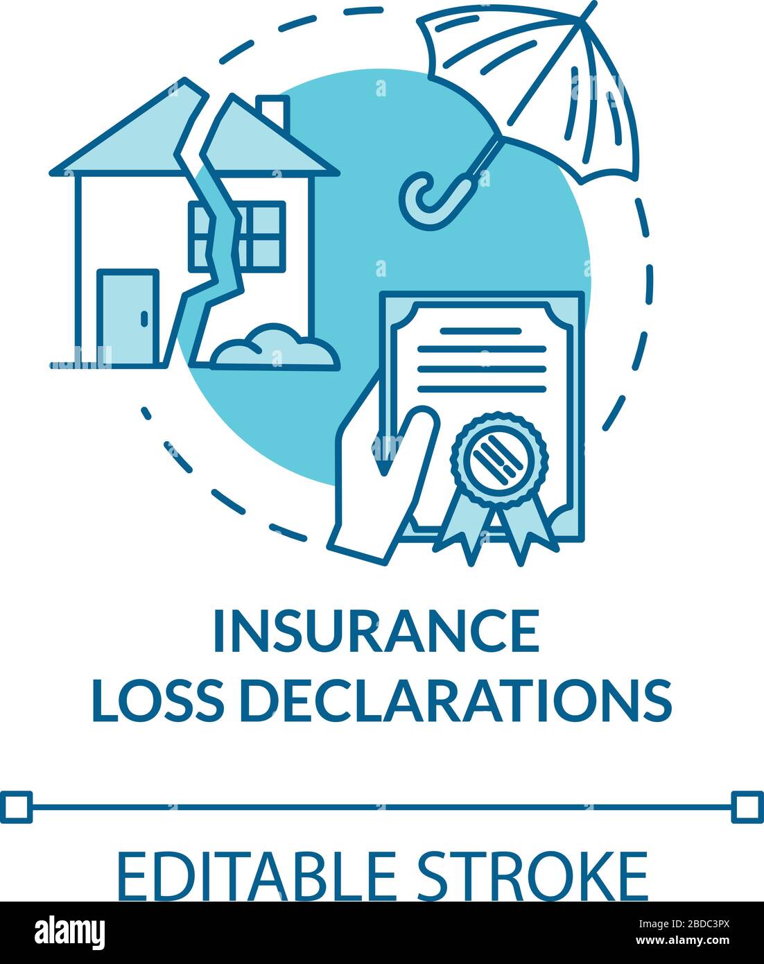 Insurance loss declaration turquoise concept icon. Real estate value ...