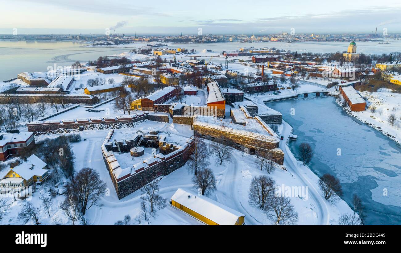 Aerial view of Suomenlinna fortress in Helsinki, Finland Stock Photo ...