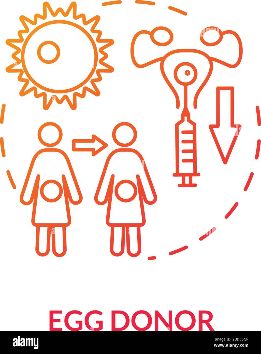 Egg donor red concept icon. Woman fertility. Female infertility ...