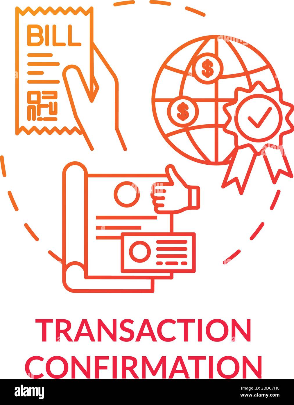 Transaction confirmation red concept icon. Retail aid. Financial ...