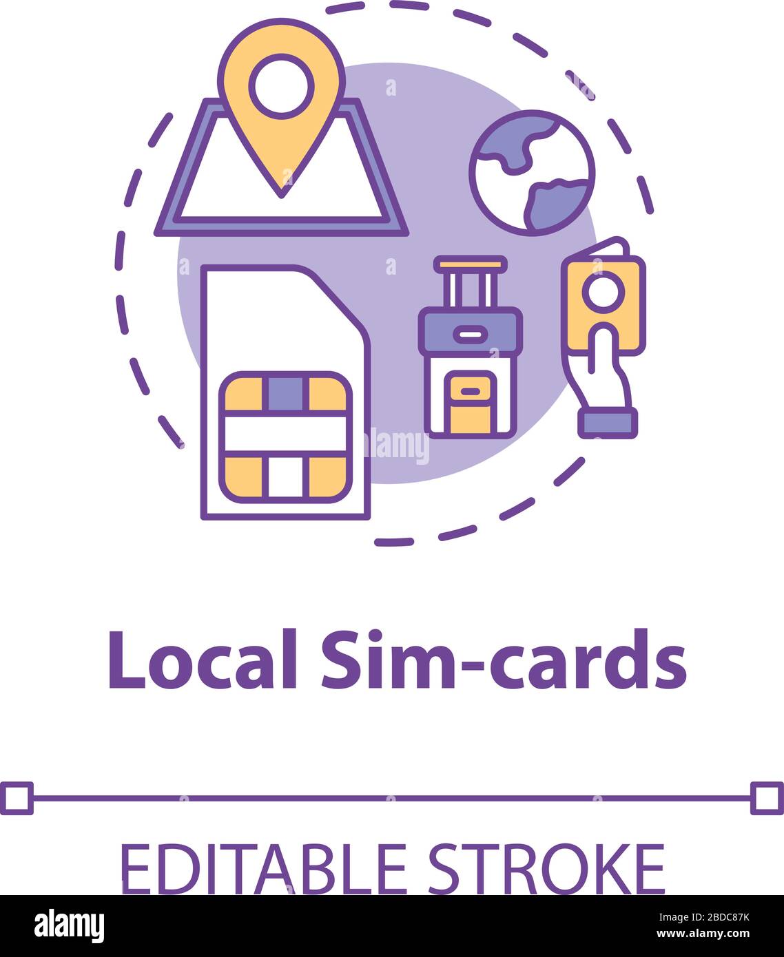 Local sim-card concept icon. Mobile operator. International connection ...