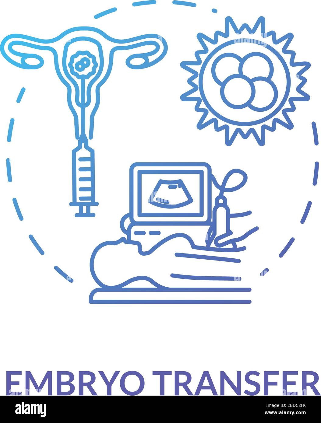 Embryo transfer blue concept icon. Fertilization help. Pregnancy aid ...