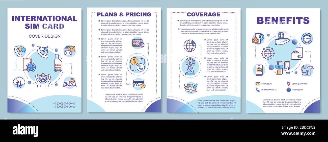 International SIM card brochure template. Tariff plan benefits. Flyer ...