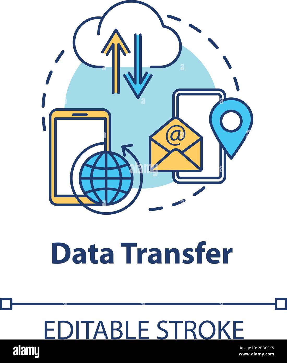 Data transfer concept icon. Upload info online. File exchange. System ...