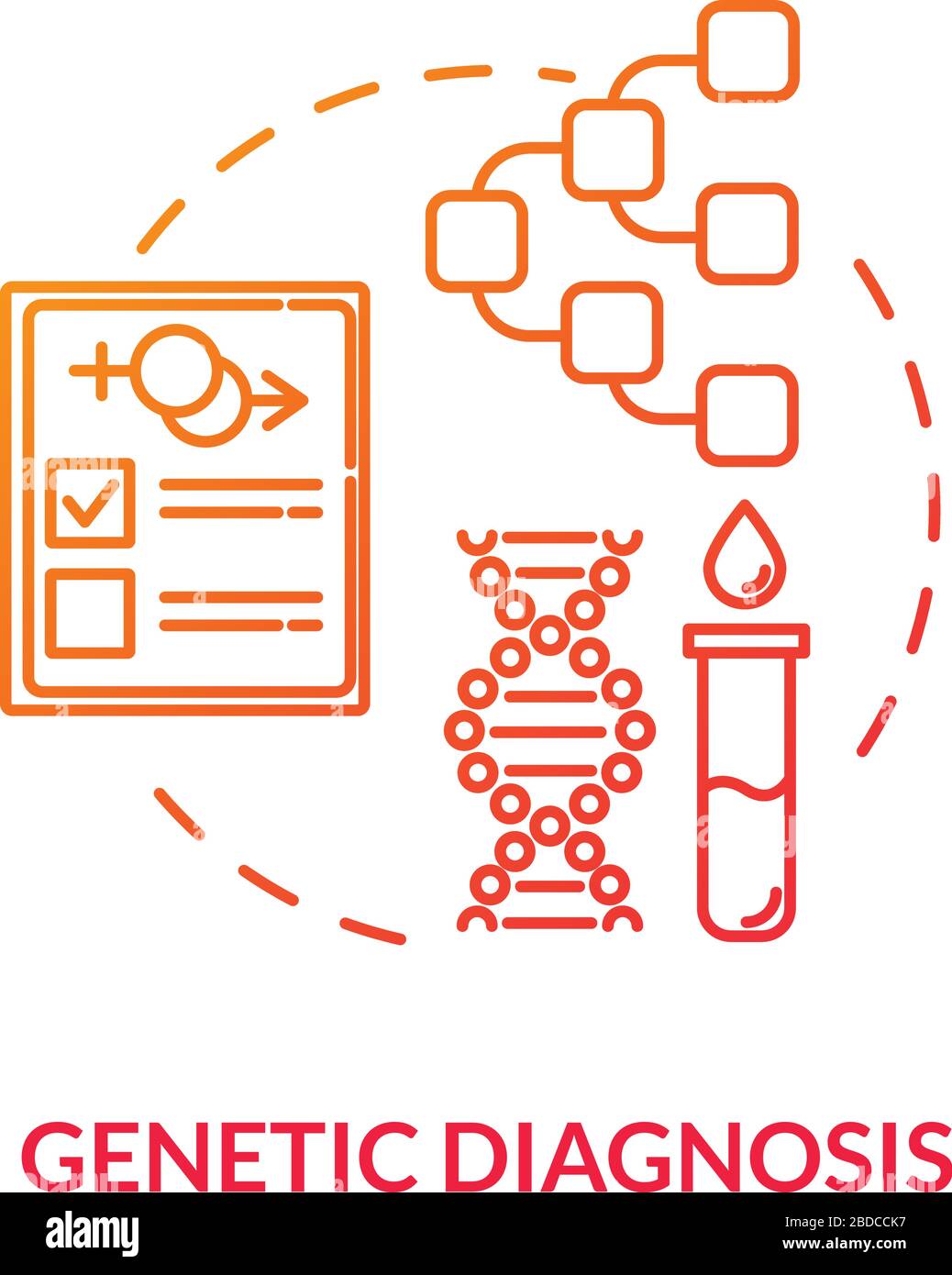 Genetic diagnosis red concept icon. Healthcare. Scientific research ...