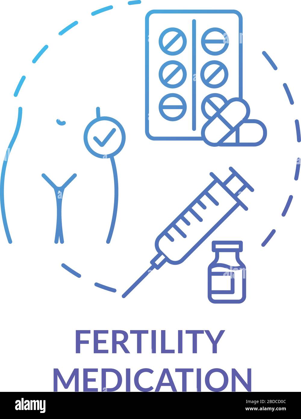 Fertility medication blue concept icon. Pharmaceutical aid. Gynecology ...