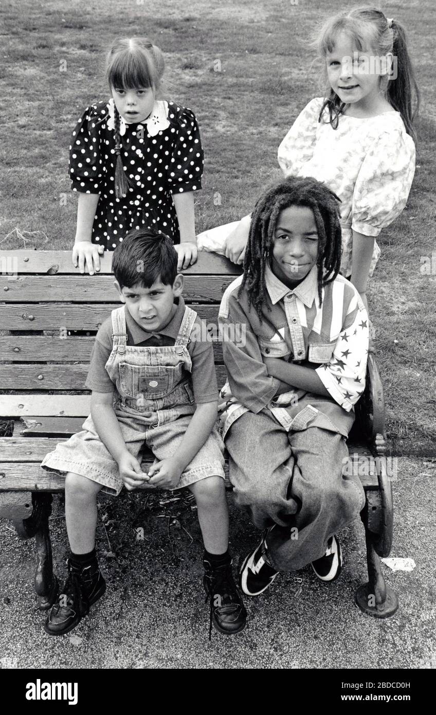 Group of children UK 1990s Stock Photo - Alamy