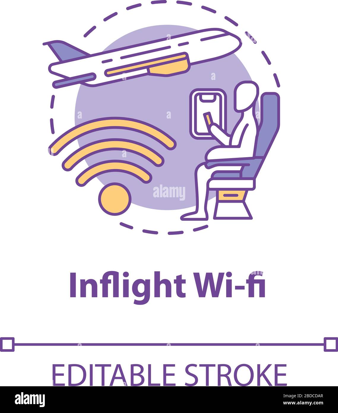 Inflight wifi concept icon. Airplane service. Internet onboard ...