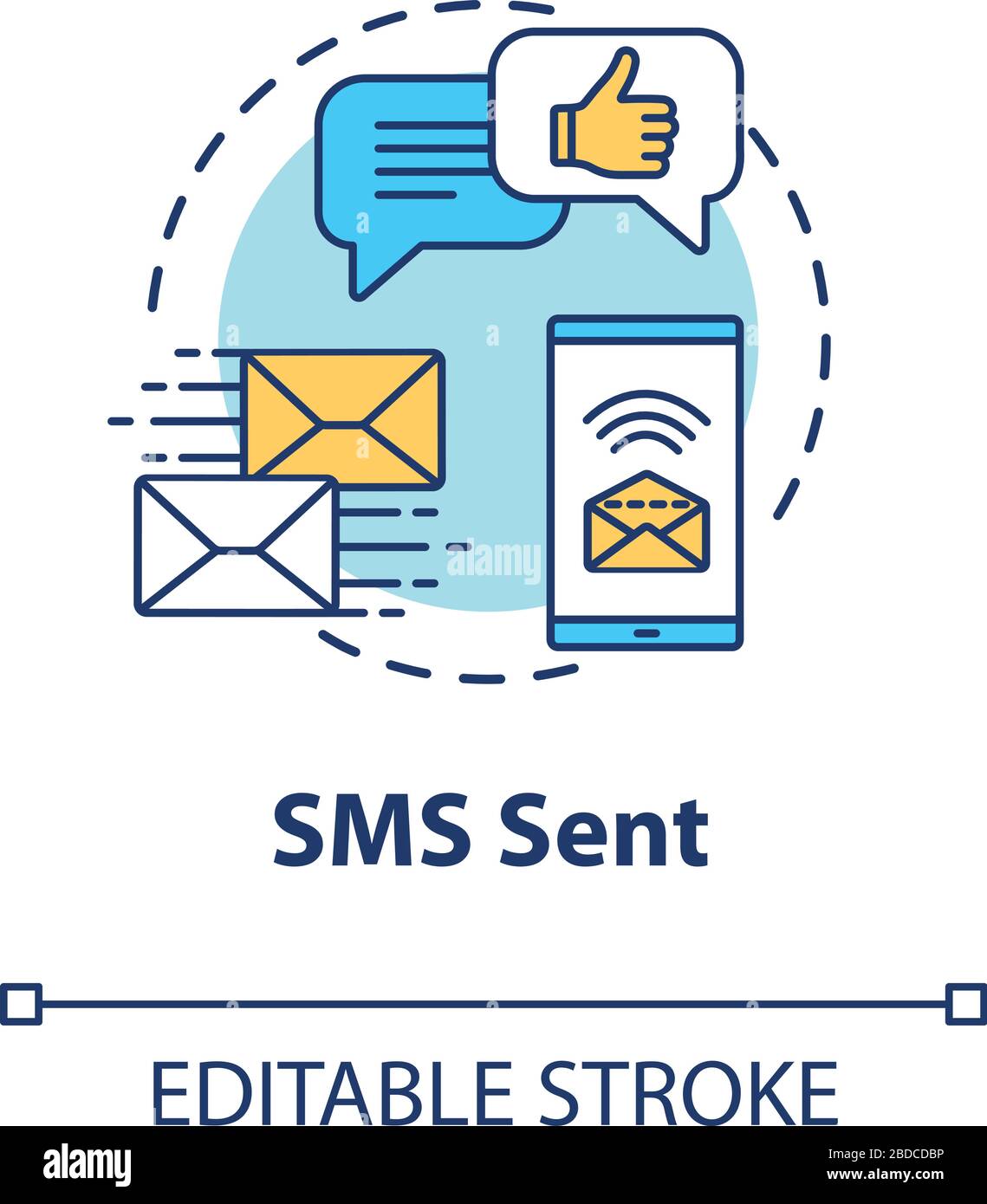 Sms sent concept icon. Letter in mailbox. Chat with messages. Internet ...