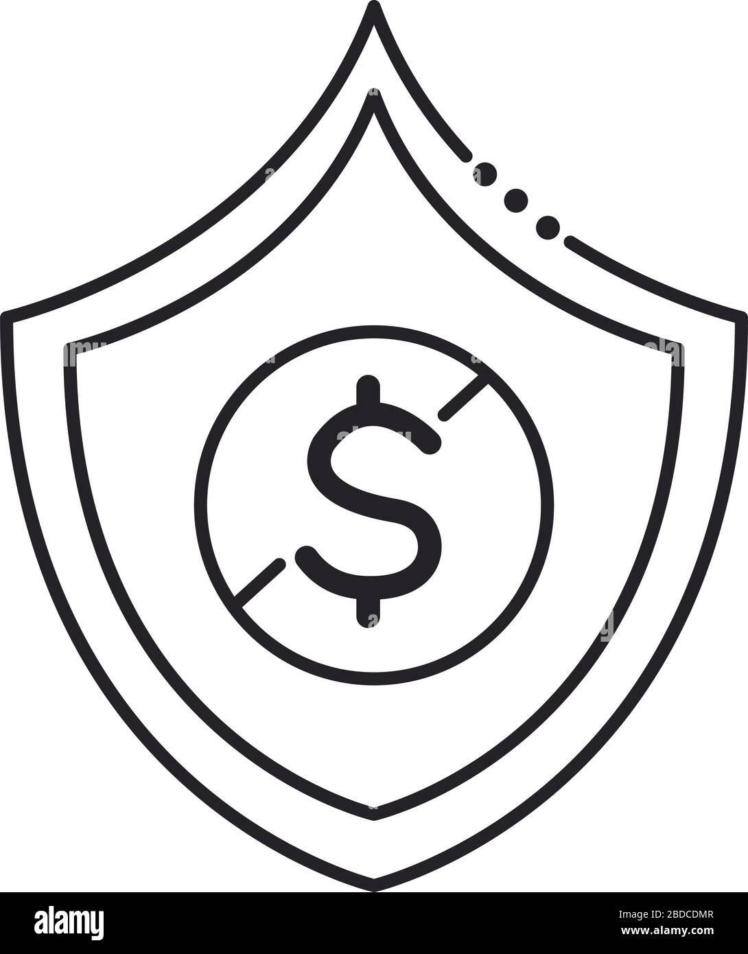 coin dollar in shield line style icon Stock Vector Image & Art - Alamy