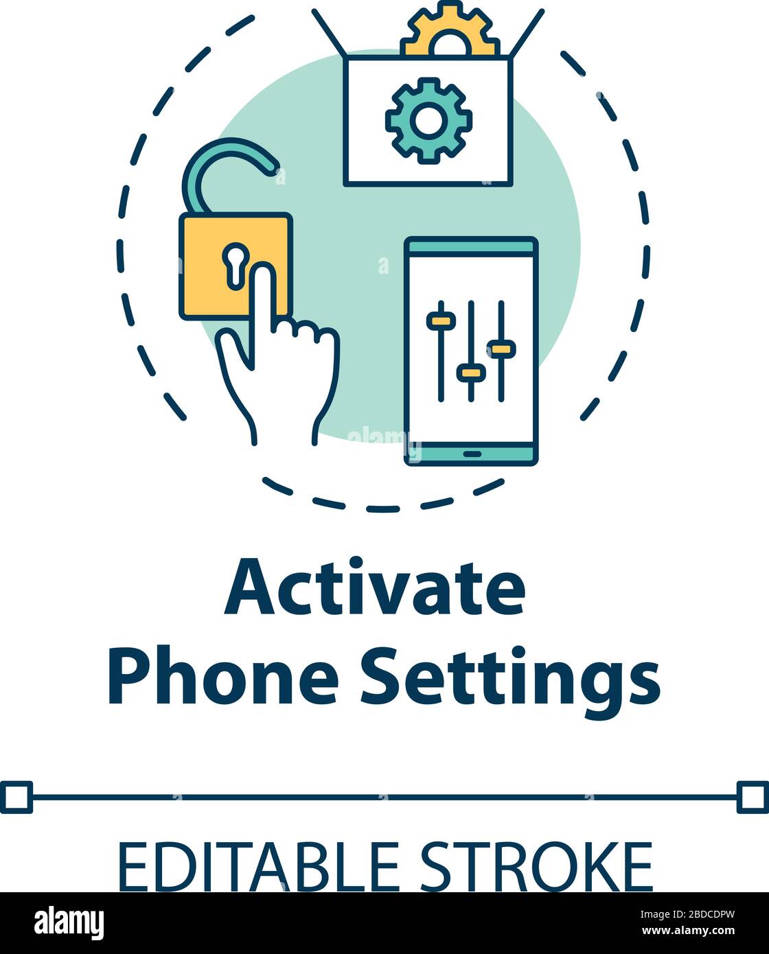 Activate phone settings concept icon. Customize mobile menu. Smartphone ...