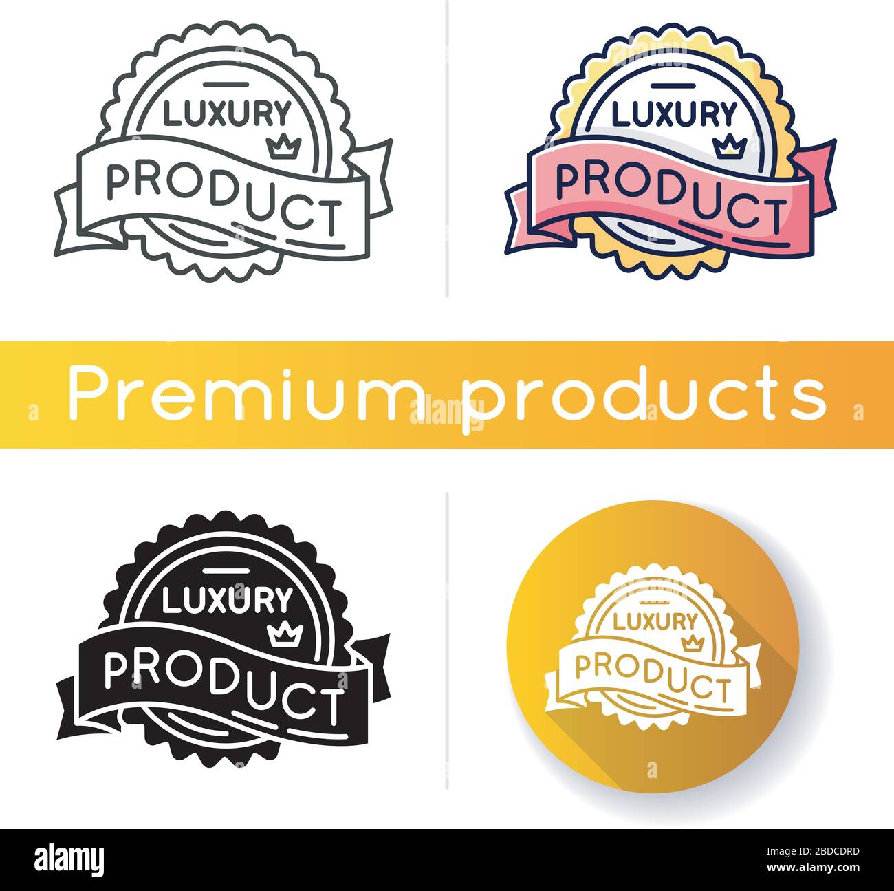 Luxury product icon. Linear black and RGB color styles. Brand equity ...