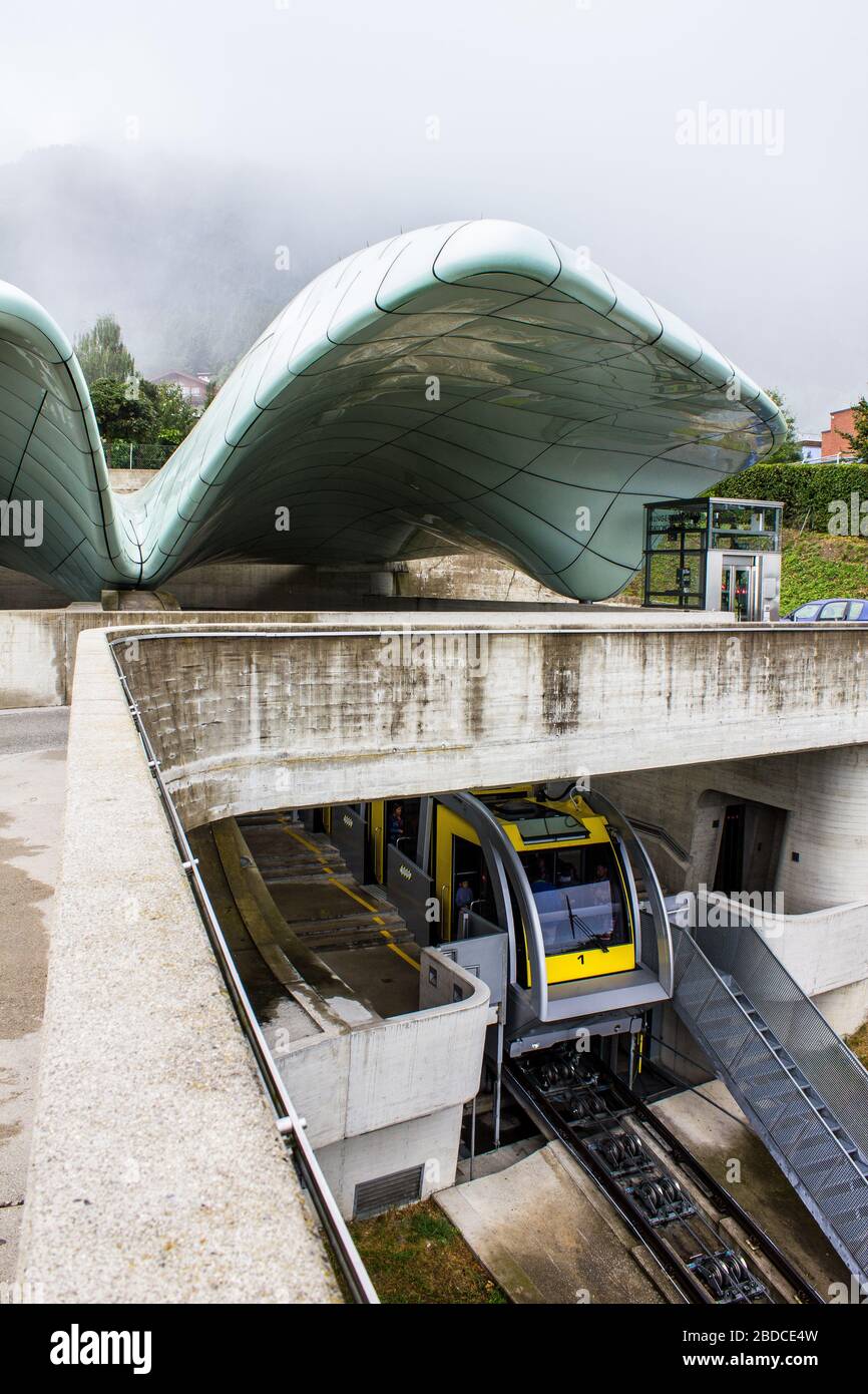 Innsbruck, Austria - August 12, 2019: View of the Hungerburg Funicular ...