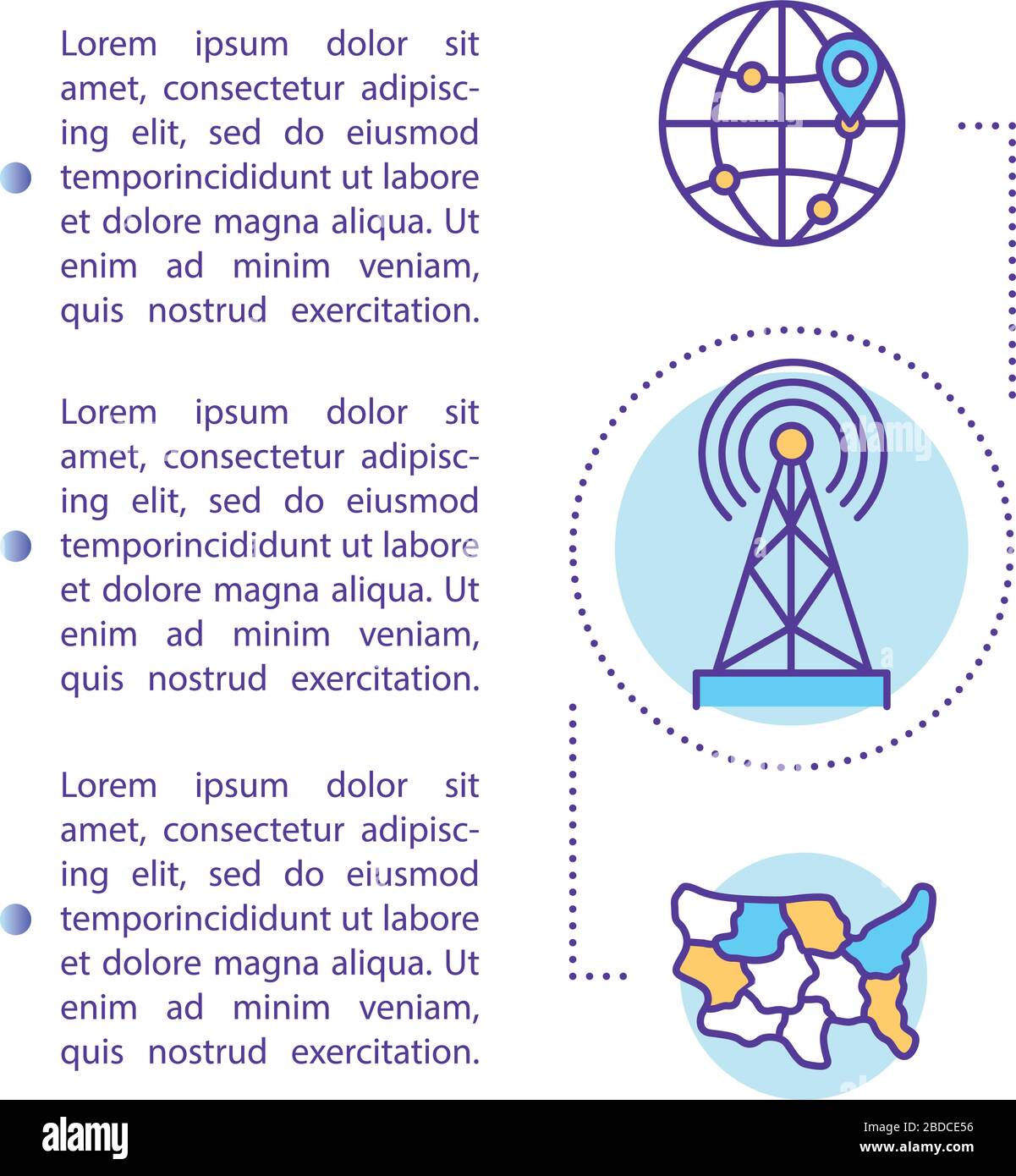 International roaming, internet coverage concept icon with text ...