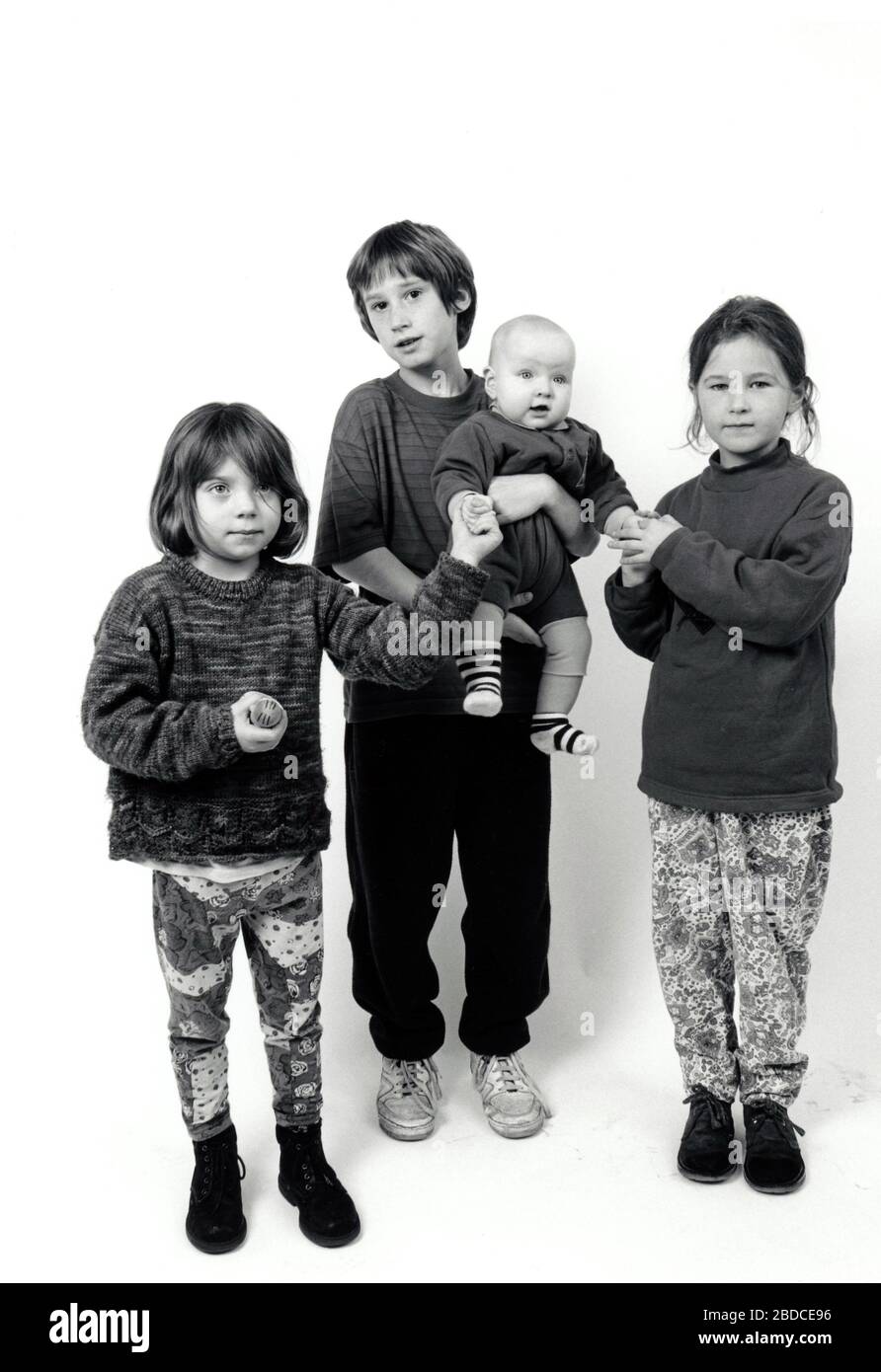 Group of children UK 1990s Stock Photo - Alamy