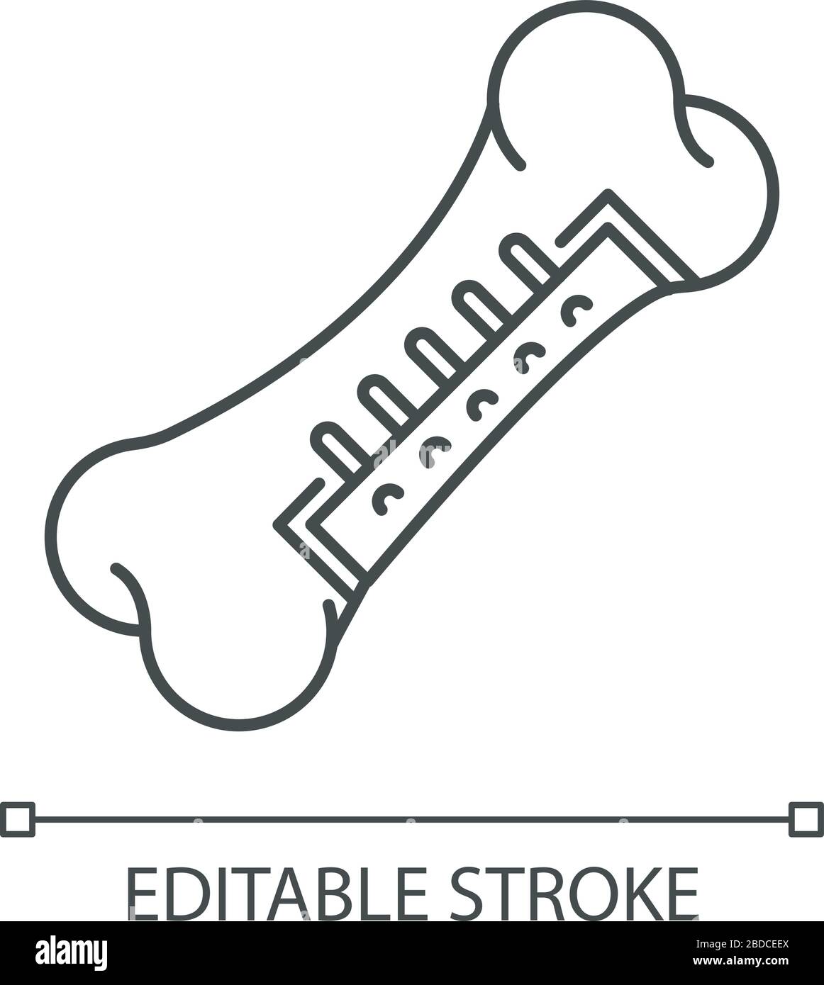 Bone fracture pixel perfect linear icon. Oblique displaced fracture ...