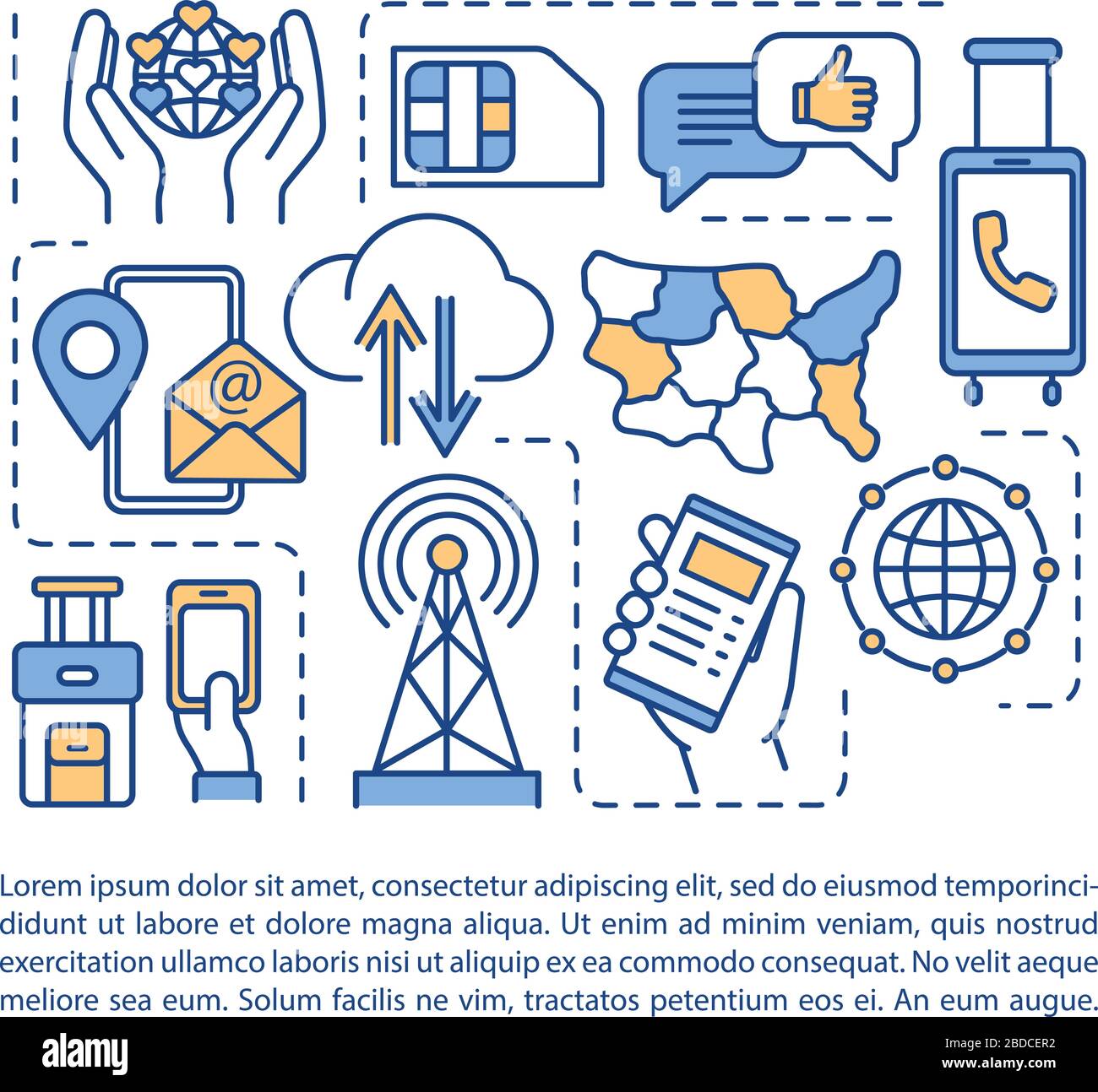 Roaming options concept icon with text. Online telecommunication and ...