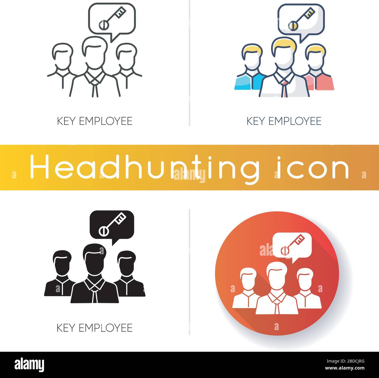 Key employee icon. Linear black and RGB color styles. Most valuable ...