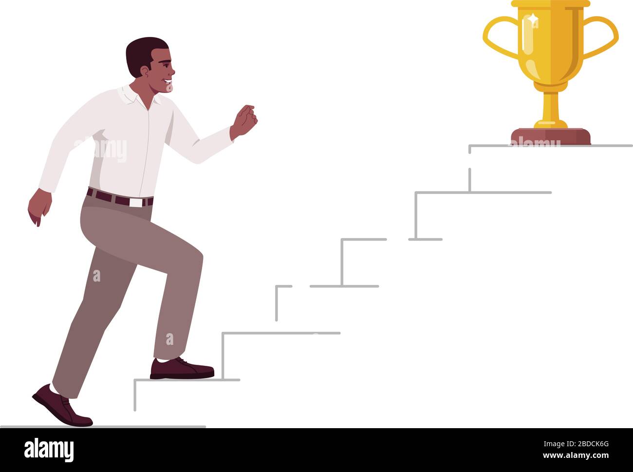 Stairway to success semi flat RGB color vector illustration. Worker ...