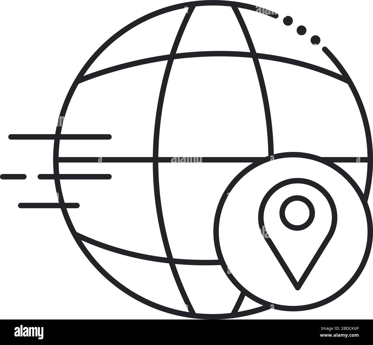 sphere browser with pin location line style icon Stock Vector Image ...