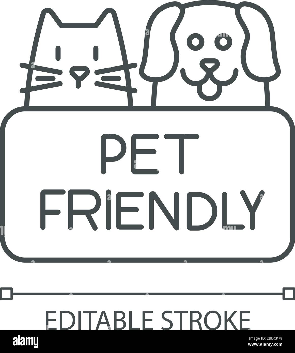Cat and dog friendly area pixel perfect linear icon. Puppy and kitten ...