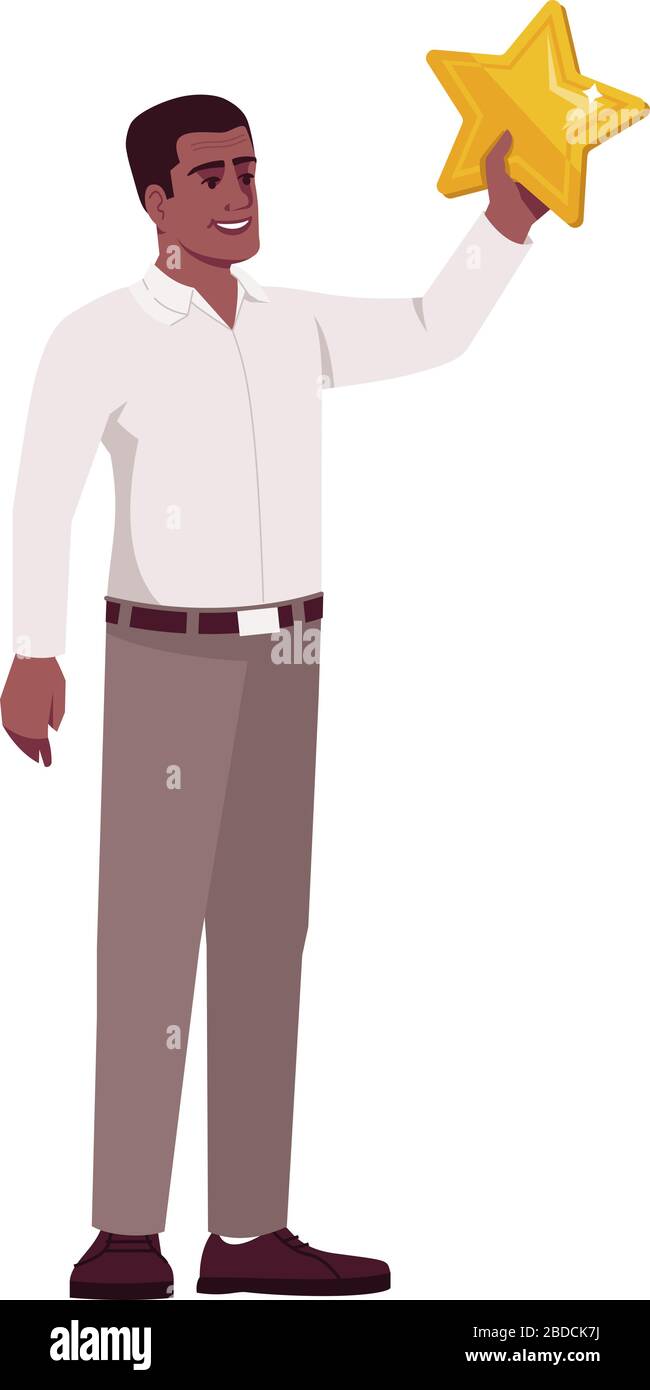 Successful startup business owner semi flat RGB color vector ...