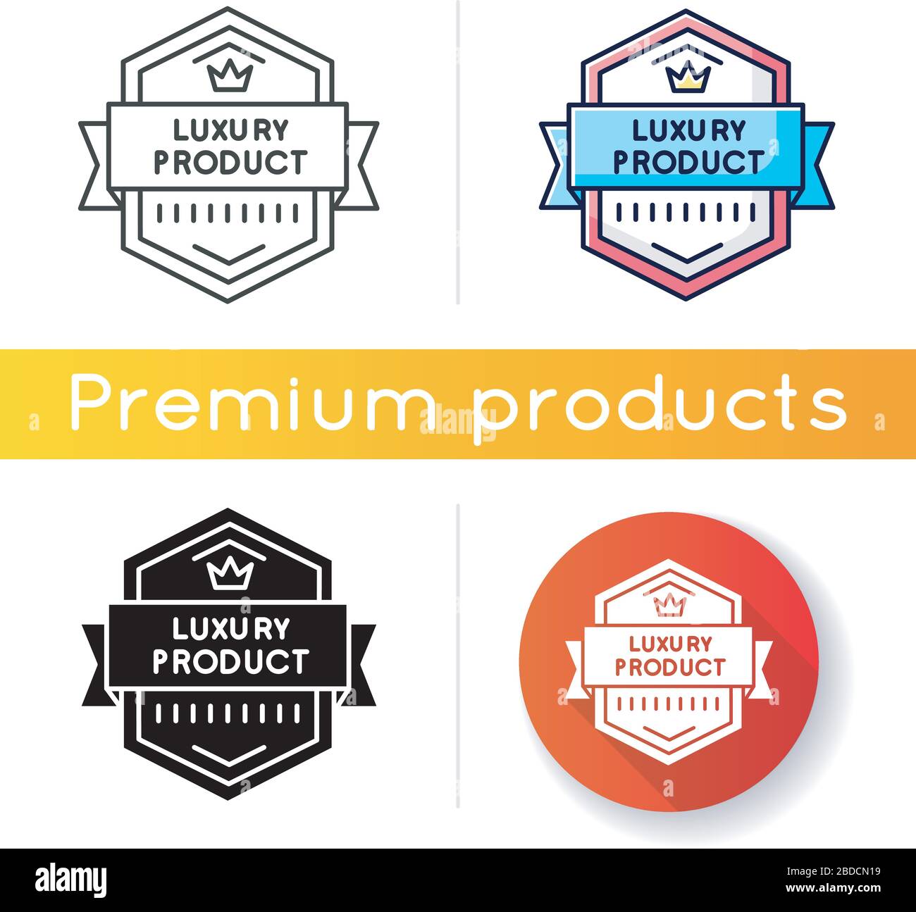 Luxury product icon. Linear black and RGB color styles. Brand ...