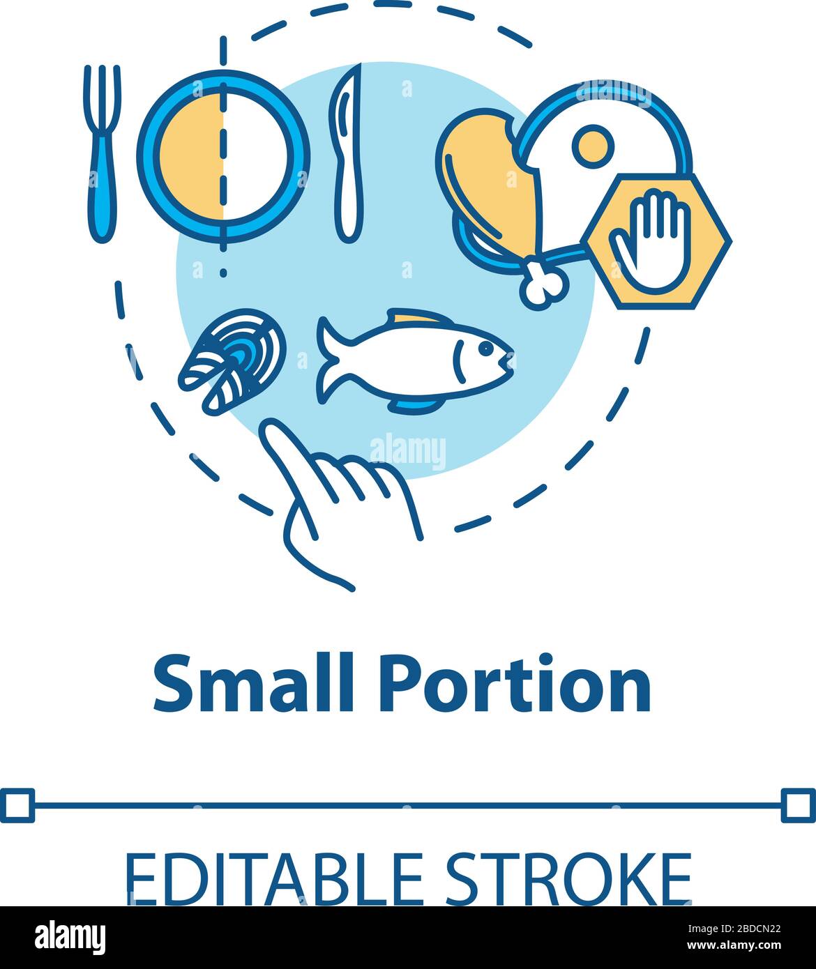 Small portion concept icon. Mindful eating, conscious nutrition idea ...