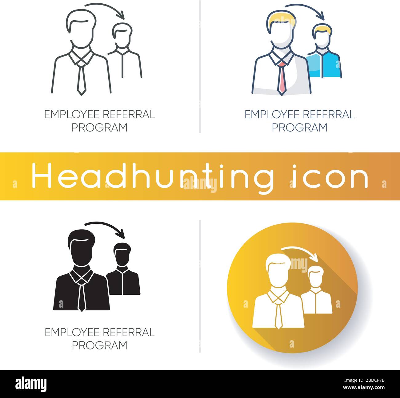 Employee referral program icon. Linear black and RGB color styles ...