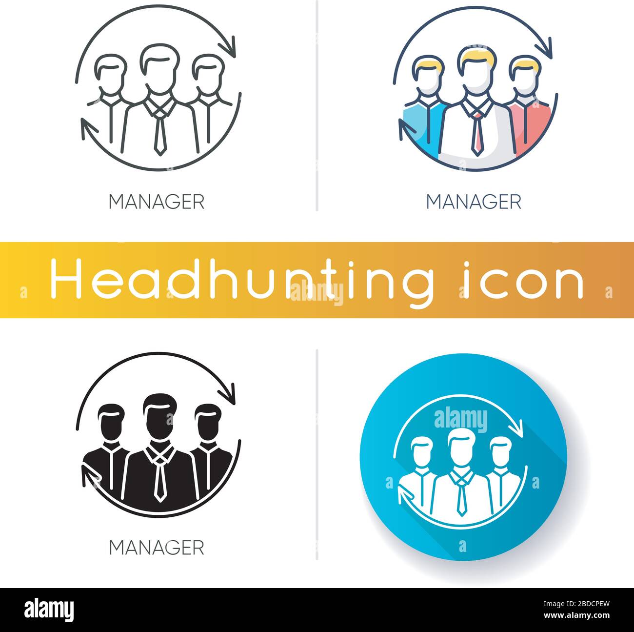 Manager icon. Linear black and RGB color styles. Corporate management ...